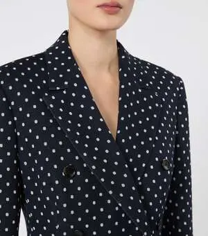 Max Mara Polka Dot Double Breasted Blazer - Navy