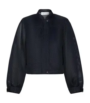 Max Mara Mesh Bomber Jacket With Leather Trims