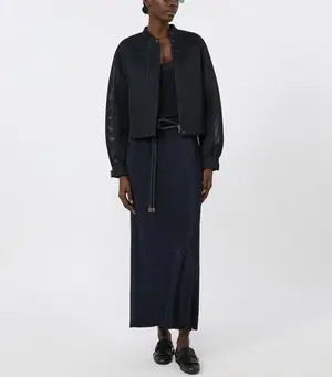 Max Mara Mesh Bomber Jacket With Leather Trims