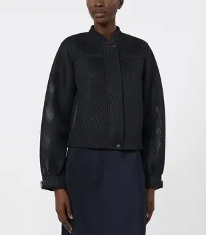 Max Mara Mesh Bomber Jacket With Leather Trims