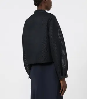 Max Mara Mesh Bomber Jacket With Leather Trims