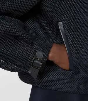 Max Mara Mesh Bomber Jacket With Leather Trims