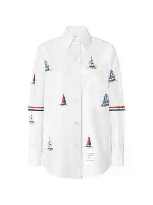 Thom Browne Sailboat Embroidery Shirt - White