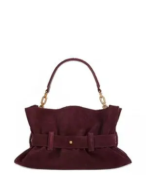 Balmain Medium Anthem Suede And Leather Bag - Red