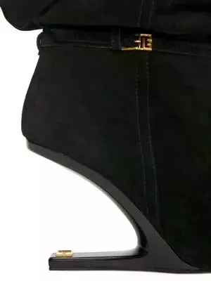 Balmain No Wedge Suede Leather Ankle Boots With Tassel