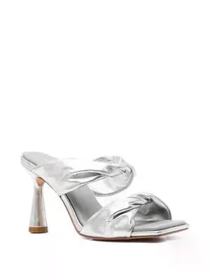 ANDREA CARRANO Tone Twisted Strap Square Toe Sandals - Silver