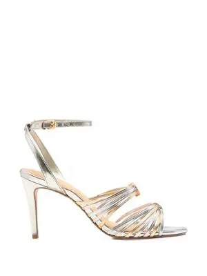 ANDREA CARRANO Metallic Multi-strap Stiletto Sandals - Silver