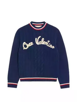 Valentino Garavani Embroidered Wool Sweater - Blue