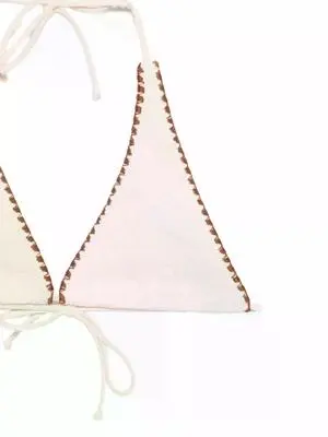 MC2 SAINT BARTH Crochet Trim Bikini Top - Neutrals