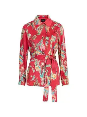 Etro Paisley-print Belted Jacket - Red