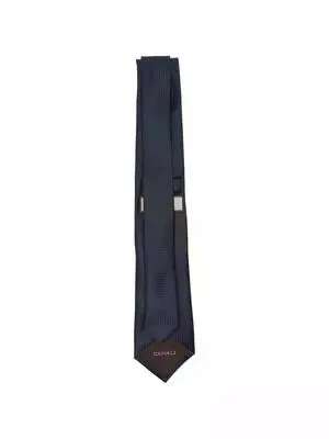 Canali Geometric Pattern Textured Neck Tie - Blue