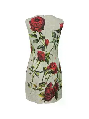 Dolce & Gabbana Sleeveless Rose Print Shift Dress