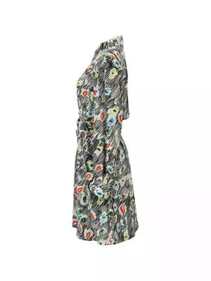 Moschino Graffiti Print Silk Shirt Dress