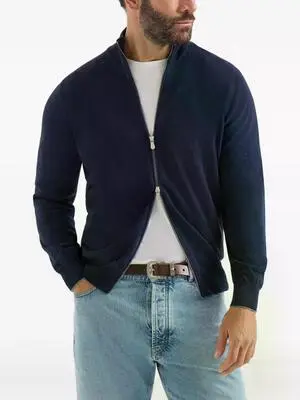 Brunello Cucinelli Zip-up Fine Knit Cardigan - Blue