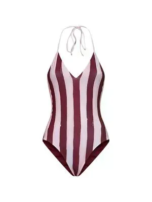 Fendi Pequin Reversible Halterneck Swimsuit - Red