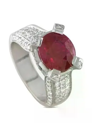 LB EXCLUSIVE 18k White Gold Oval Ruby And Diamond Ring