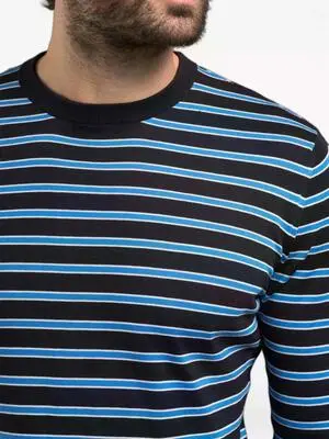 MOORER Orvieto Striped Pullover - Blue