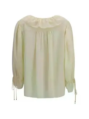 Chloé Silk Ruffled V-neck Shirt