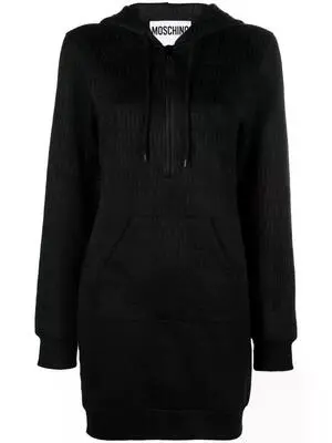 Moschino Monogram Logo Hoodie Dress - Black