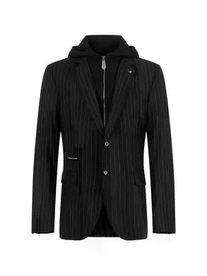 Philipp Plein Hooded Blazer Pinstripe - Black