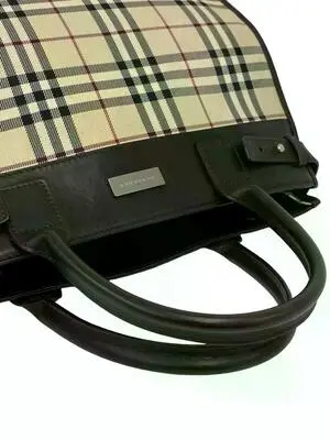 Burberry House Check Canvas Tote Satchel - Neutrals