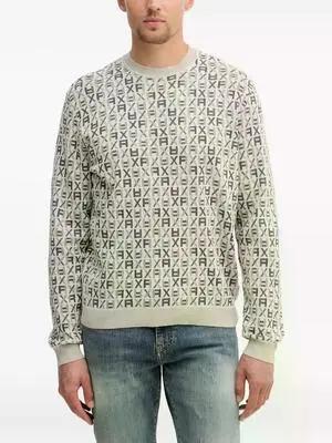 Armani Exchange Monogram Pattern Crew Neck Sweater
