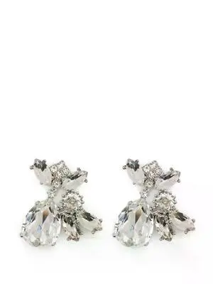 SELF-PORTRAIT Crystal Embellished Cluster Earrings - Silver