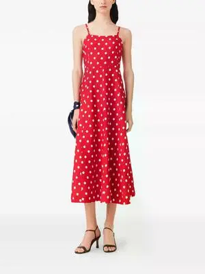 Maje Polka-dot Midi Dress - Red