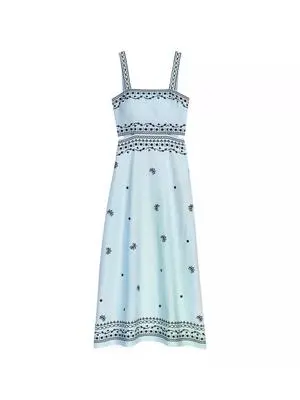 Maje Floral Embroidered Midi Dress - Blue