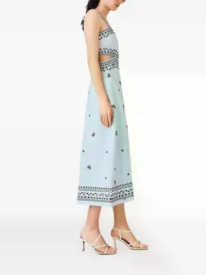 Maje Floral Embroidered Midi Dress - Blue