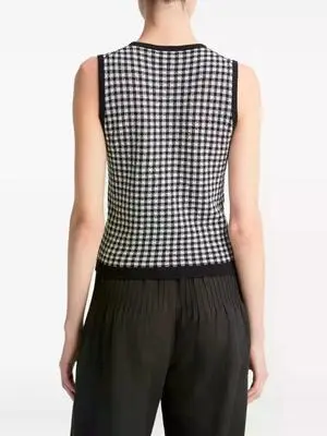 Vince Gingham Rib-knit Tank Top