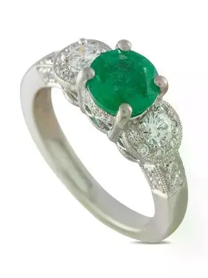 LB EXCLUSIVE Emerald And Diamond Ring - Silver