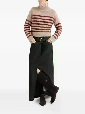 Brunello Cucinelli Five-pocket Monili-embellished Denim Wrap Skirt