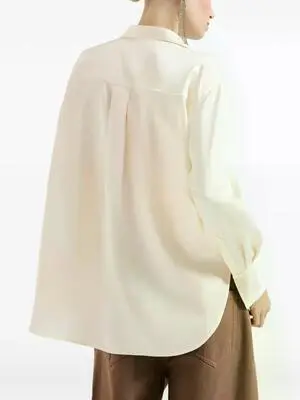 Brunello Cucinelli Silk Satin V-neck Blouse