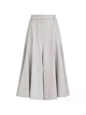 Brunello Cucinelli Wool Flannel Flared Skirt With Monili Embroidery