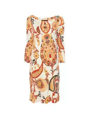 Gucci Paisley-print Midi Dress - Neutrals