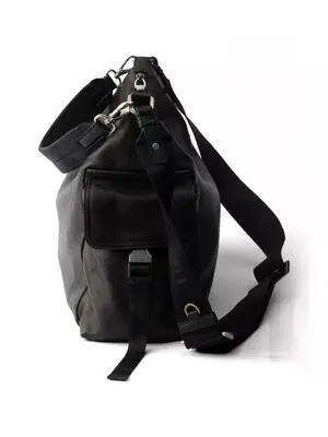 Prada Explore Leather Shoulder Bag - Black