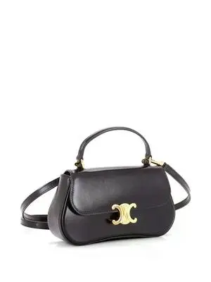 Celine Lola Triomphe Top Handle Bag Leather Teen Satchel - Black