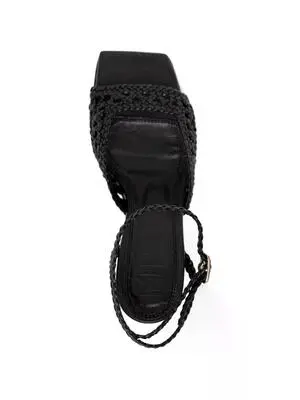 SOULIERS MARTINEZ Lea Braided Leather Sandals - Black