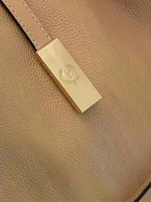 POLLINI Leather Tote Bag With Stud Embellishments - Neutrals