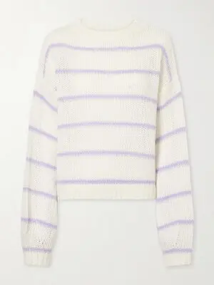 LISA YANG Sabelle Striped Knitted Wool And Silk-blend Sweater