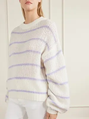 LISA YANG Sabelle Striped Knitted Wool And Silk-blend Sweater
