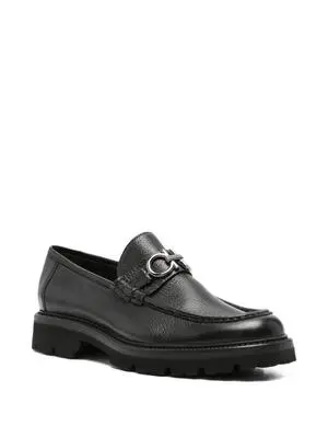 JOHN HARRISON Pebble-grain Leather Lug-sole Loafers With Gunmetal-tone Logo Bit