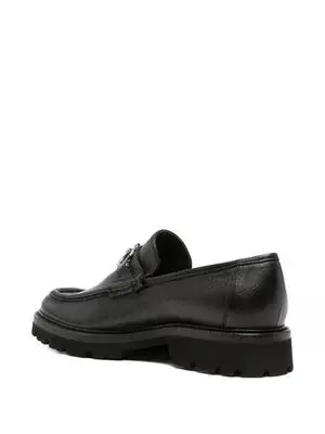 JOHN HARRISON Pebble-grain Leather Lug-sole Loafers With Gunmetal-tone Logo Bit