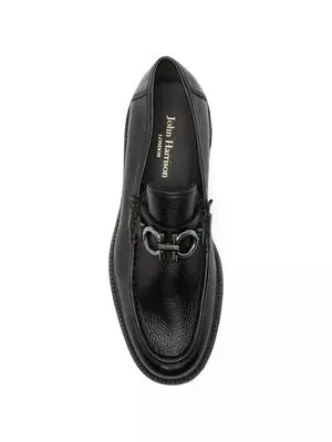 JOHN HARRISON Pebble-grain Leather Lug-sole Loafers With Gunmetal-tone Logo Bit