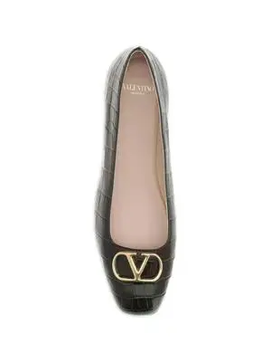 Valentino Garavani Vlogo Signature Croc-effect Ballet Flats