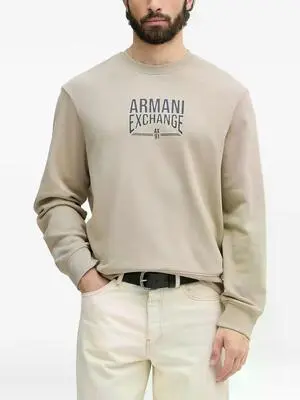Armani Exchange Logo Print Crew Neck Sweatshirt - Neutrals