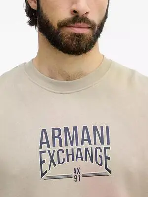 Armani Exchange Logo Print Crew Neck Sweatshirt - Neutrals