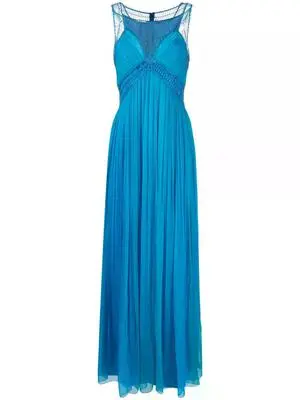 Alberta Ferretti Cornely Embroidered Silk Maxi Dress - Blue