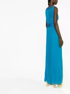 Alberta Ferretti Cornely Embroidered Silk Maxi Dress - Blue